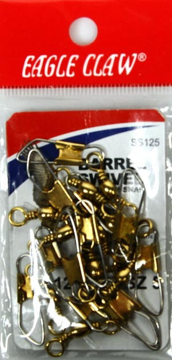 Eagle Claw SS125 Barrel Swivel with Safety Snap Size 5 Brass Corrosion ...