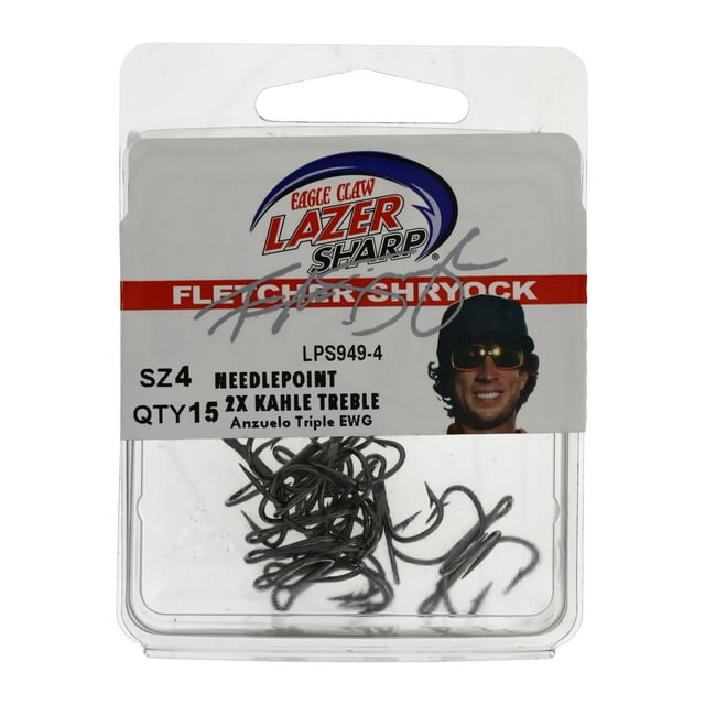 Eagle Claw LPS949-4 Fletcher Shryock Kahle Treble Hook, Size 4 ...