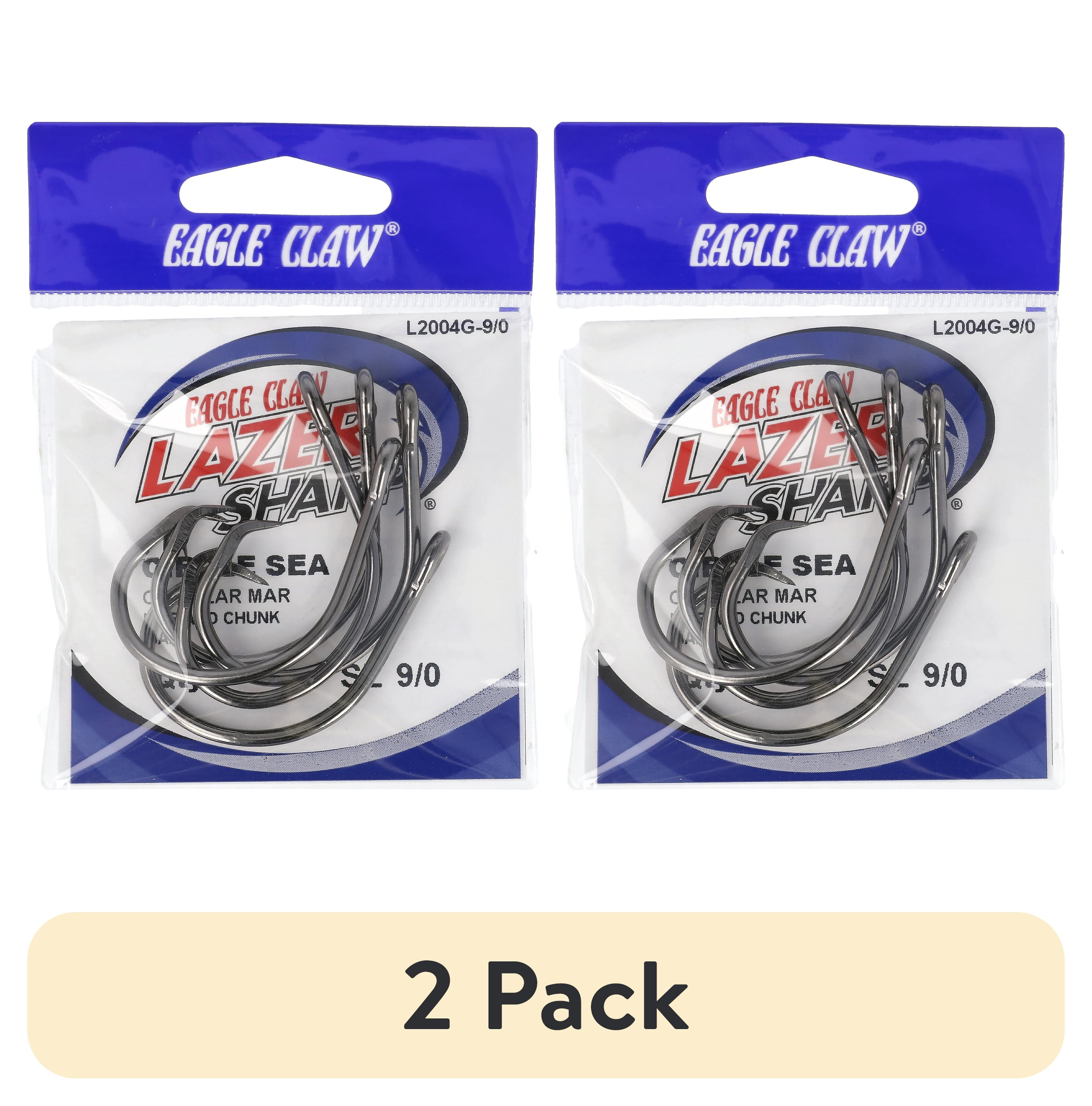 (2 pack) Eagle Claw Lazer Circle Light Wire Non-Off Set Fishing Hooks ...