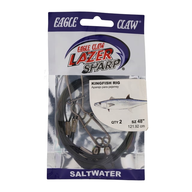Eagle Claw Lazer Sharp Kingfish Saltwater Leader with Swivels, 48in, 2 ...