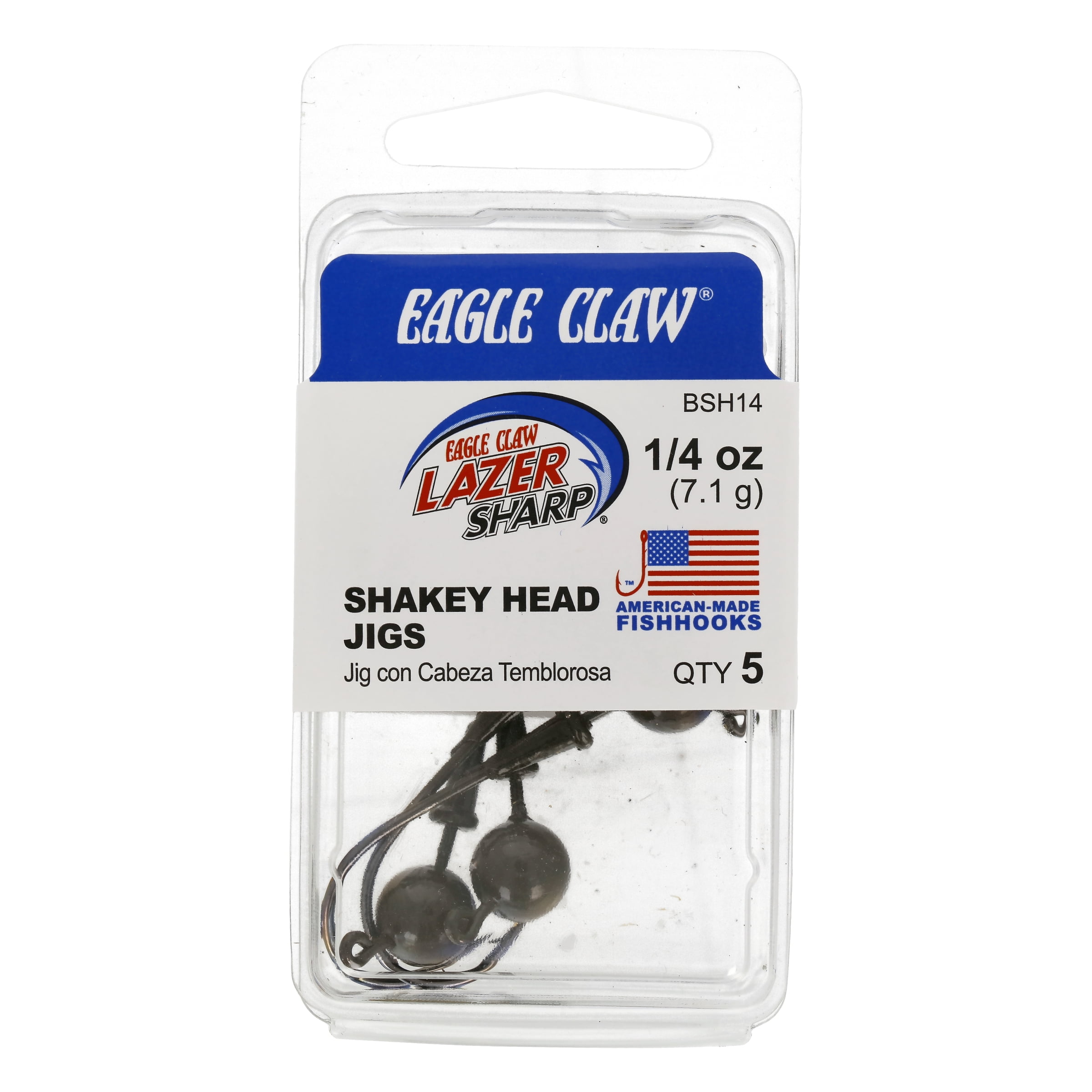 Lazer Sharp Shakey Head Jig Green Pumpkin 1/4 oz High Carbon Steel Hook ...