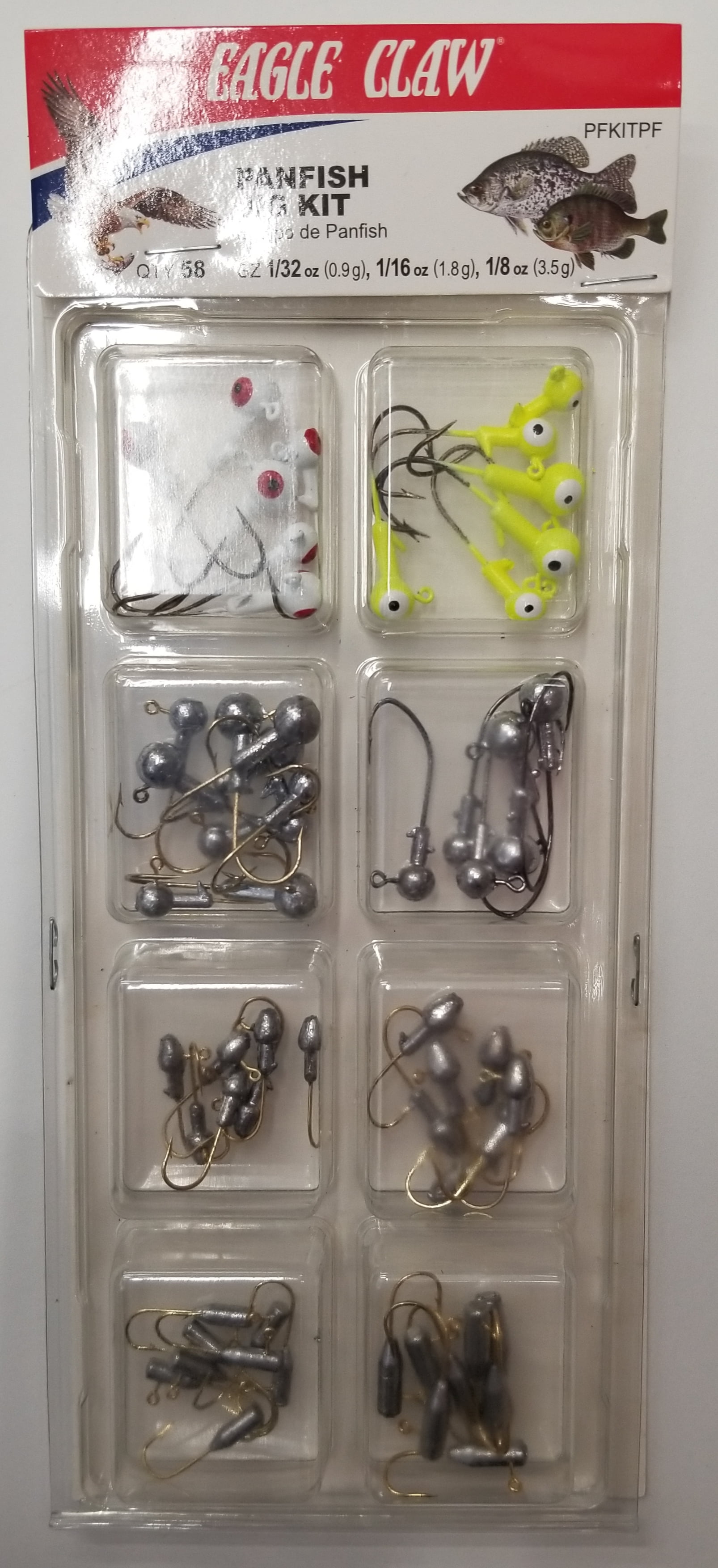 Eagle Claw Panfish Fishing Jig Head Kit Assortment, 58 Count - Walmart.com