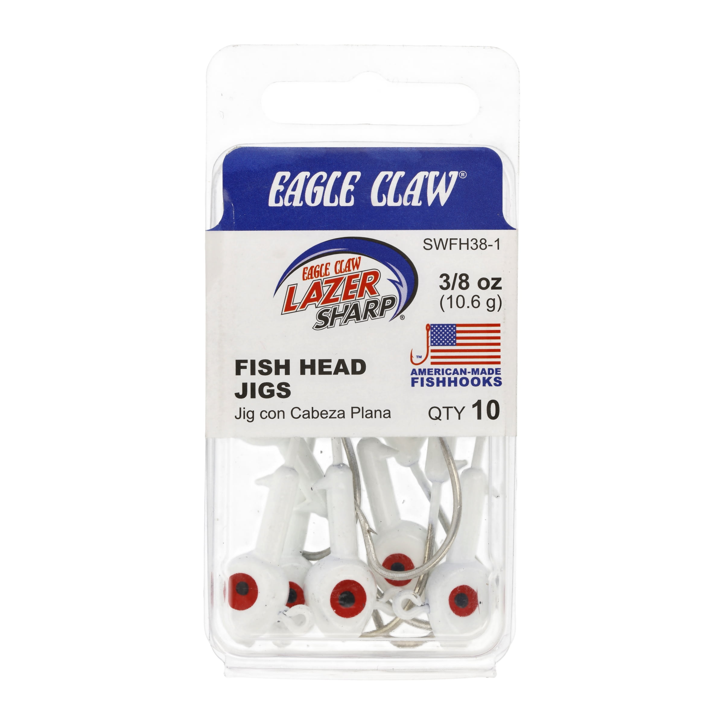 Eagle Claw Saltwater Fish Head Fishing Jig, White, 3/8 oz. - Walmart.com