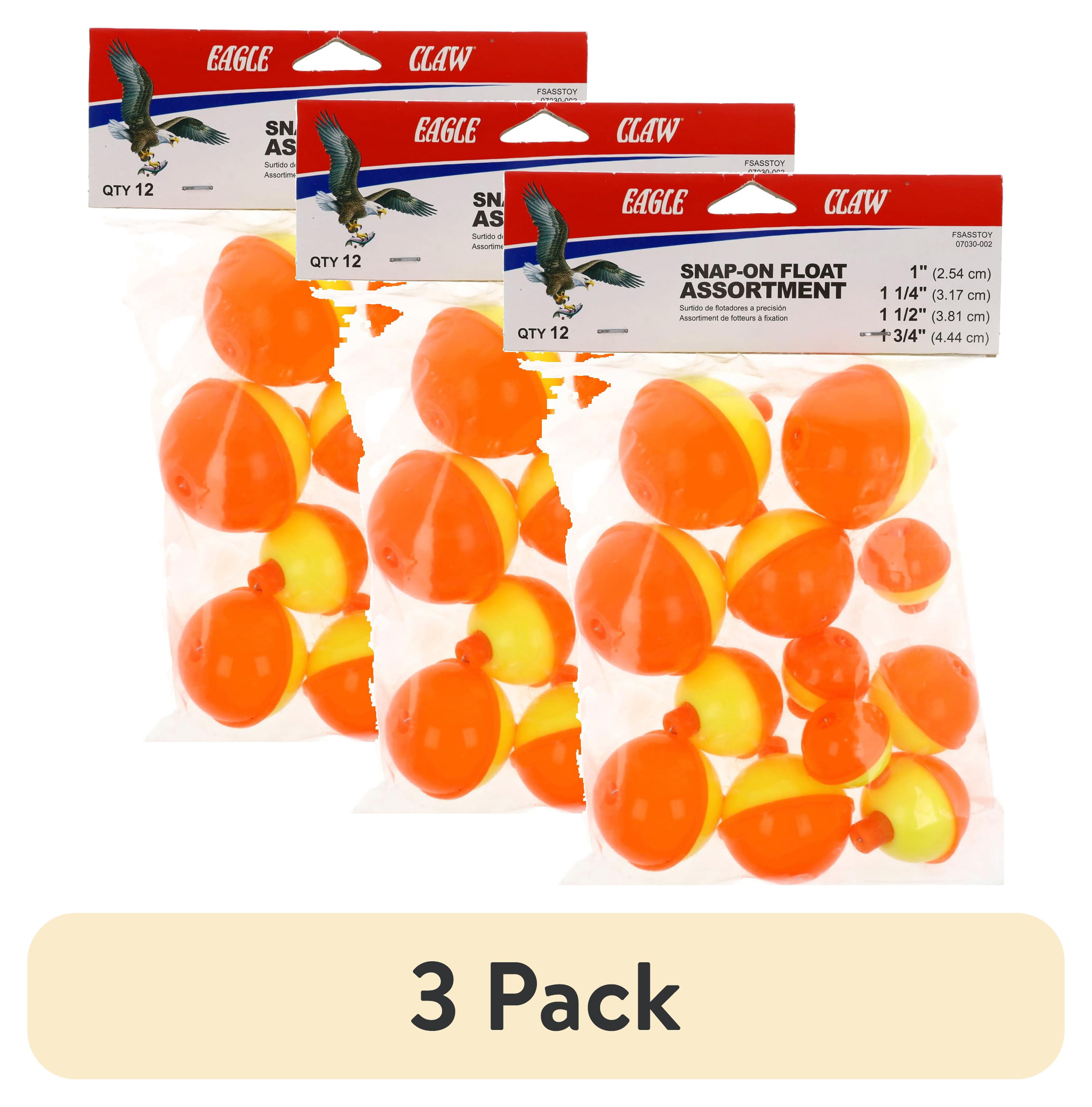 (3 pack) Eagle Claw Snap-On Float, Assortment:- Size: 1", 1-1/4", 1-1/2 ...