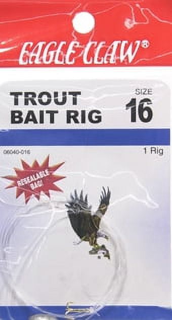 Eagle Claw Trout Sinker Rig with Treble Hook Gold Size 16 Fishing ...