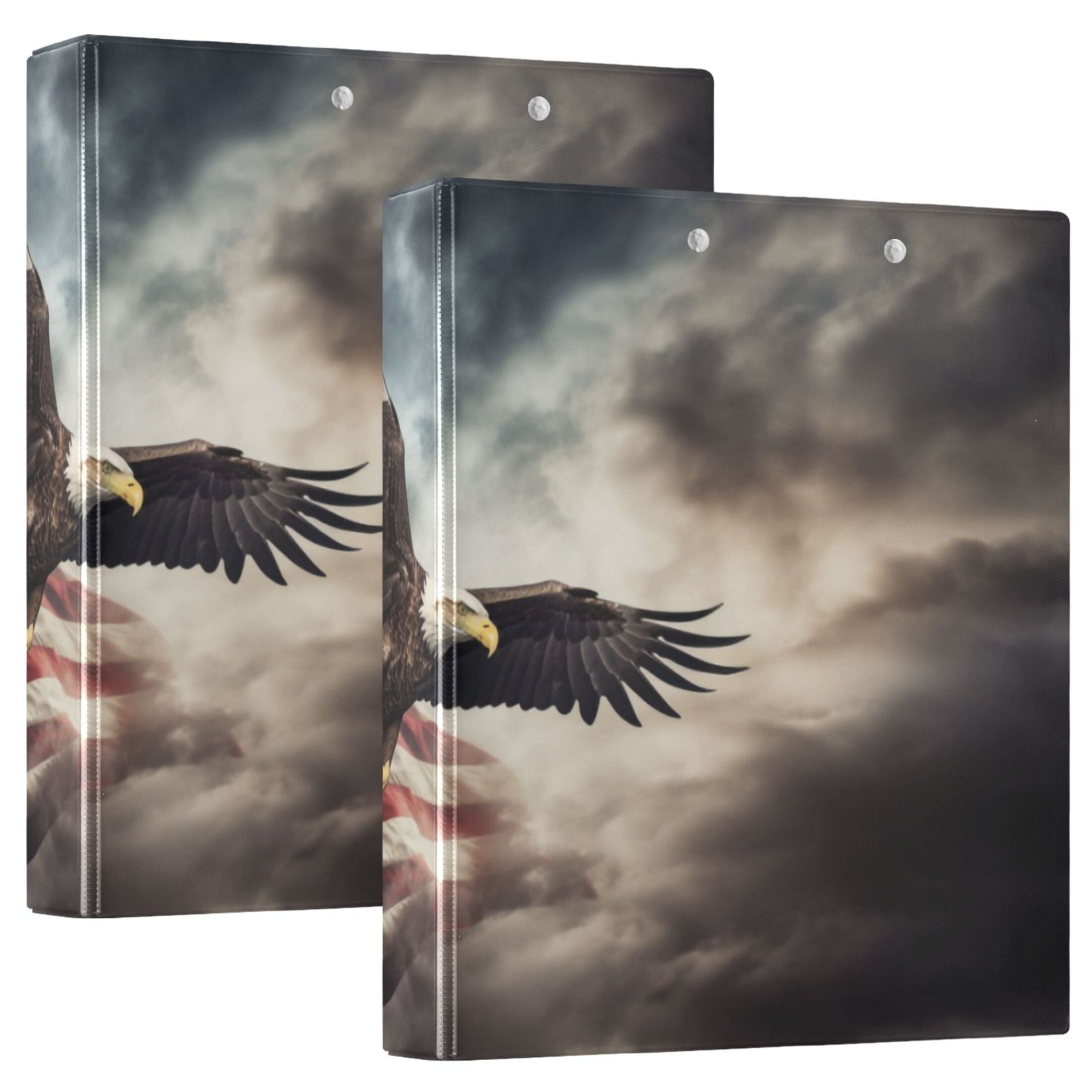 Eagle Clouds and American Flags 3 Ring Binders 1.5 inch Hardcover File Folders with Interior ...