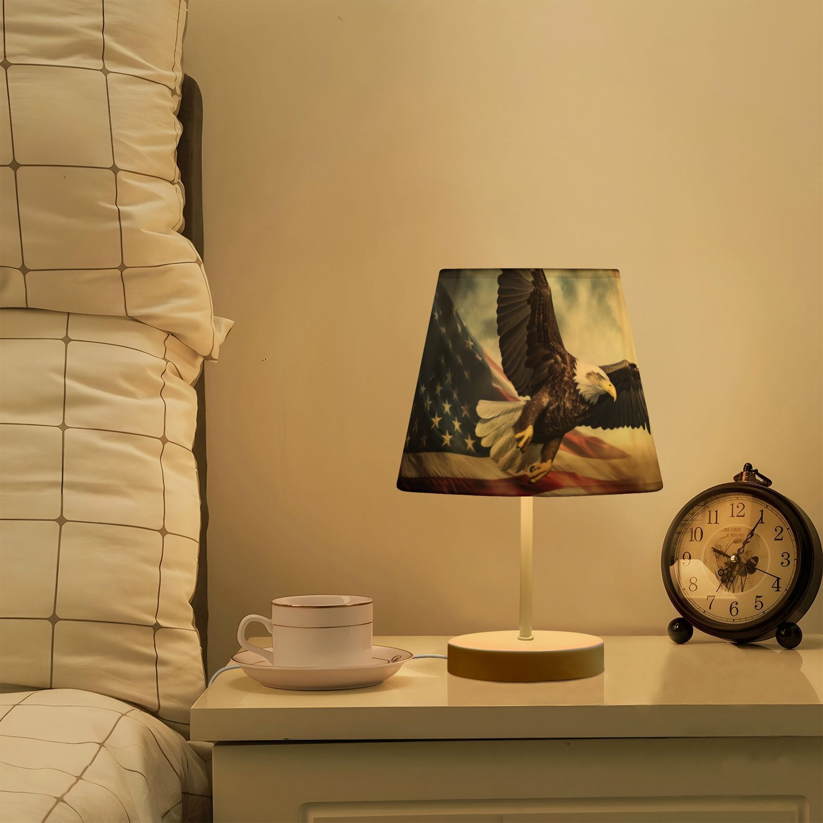 Eagle Clouds and American Flags LED Desk Lamp Table Lamp USB Bedside ...