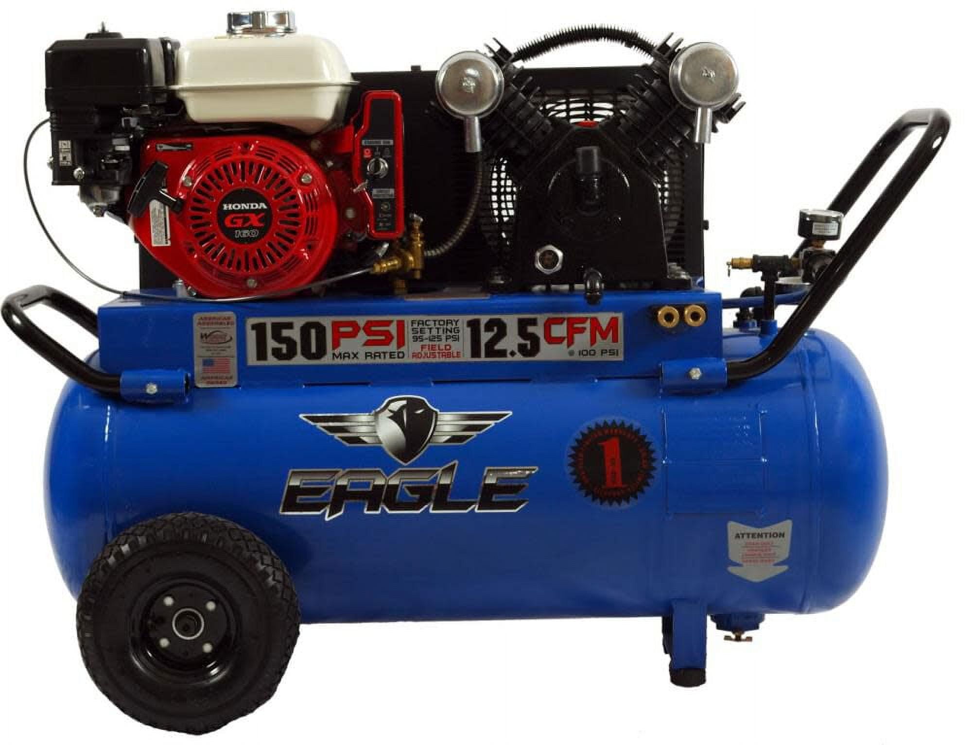 Eagle Compressor 5.5 Hp 25 Gallon Portable Gas Air Compressor Electric ...