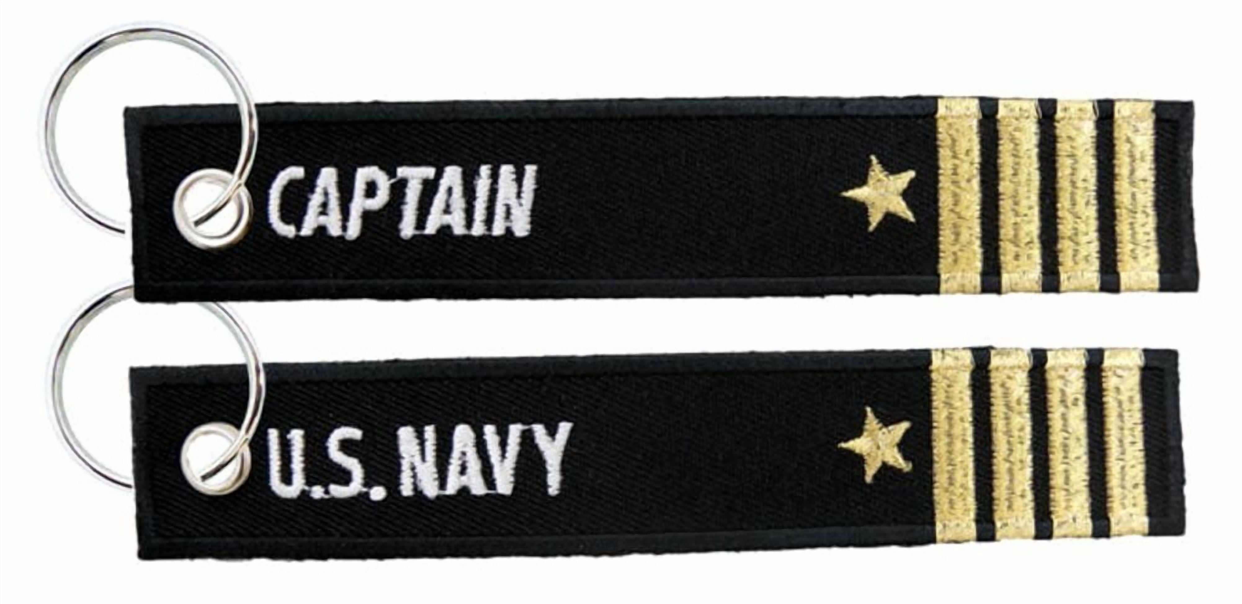 Eagle Crest U.S. Navy Captain Black Embroidered Key Chain - Walmart.com