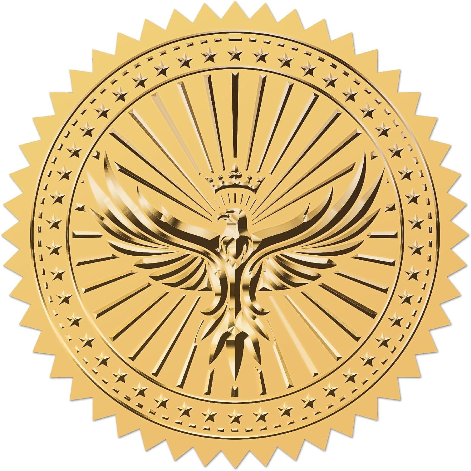 Eagle Crown Gold Foil Certificates Embossed Stickers 2" Self Adhesive ...