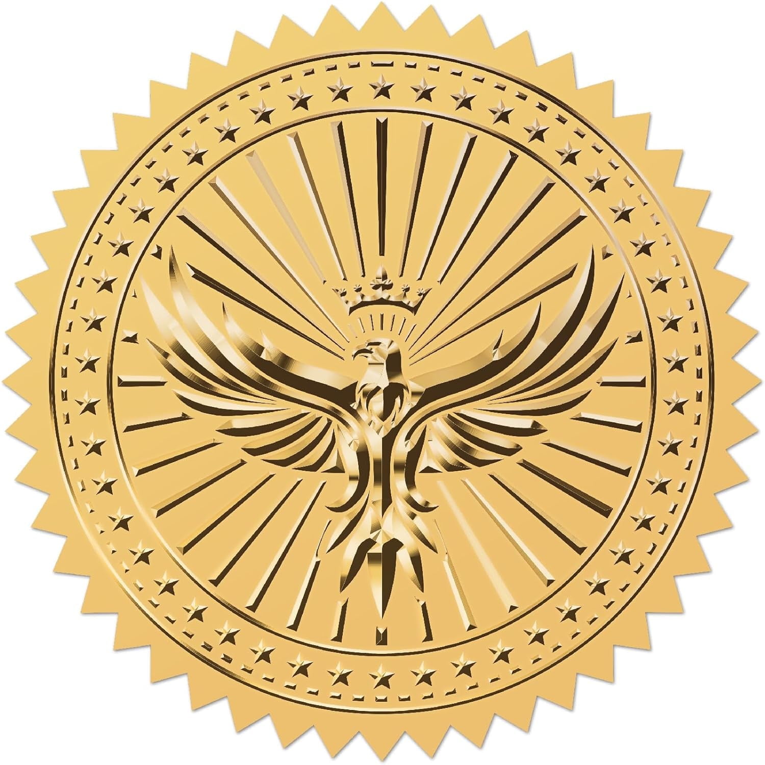 Eagle Crown Gold Foil Certificates Embossed Stickers 2" Self Adhesive ...
