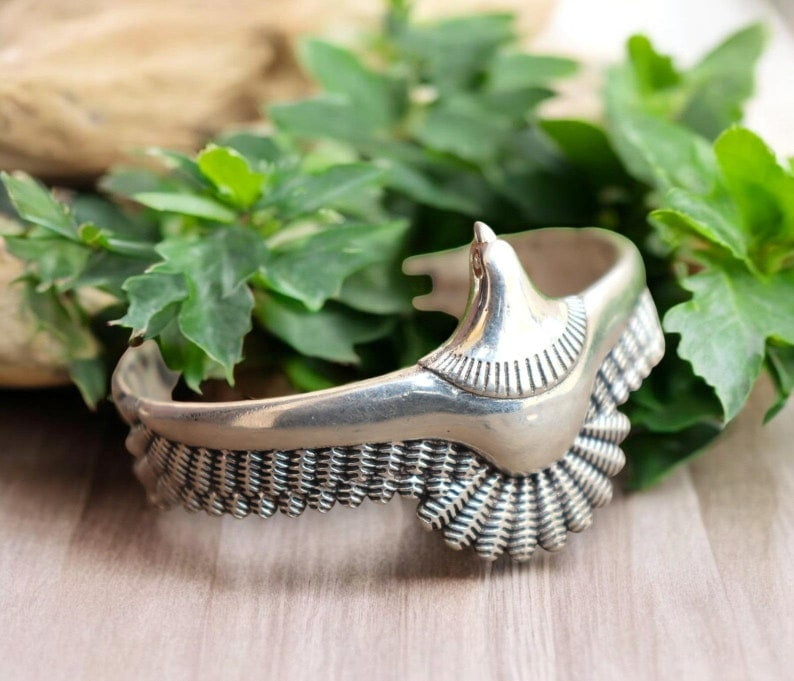Eagle Cuff Bangle, 925 Sterling Silver Bracelet, Hawk Bangle, Silver ...