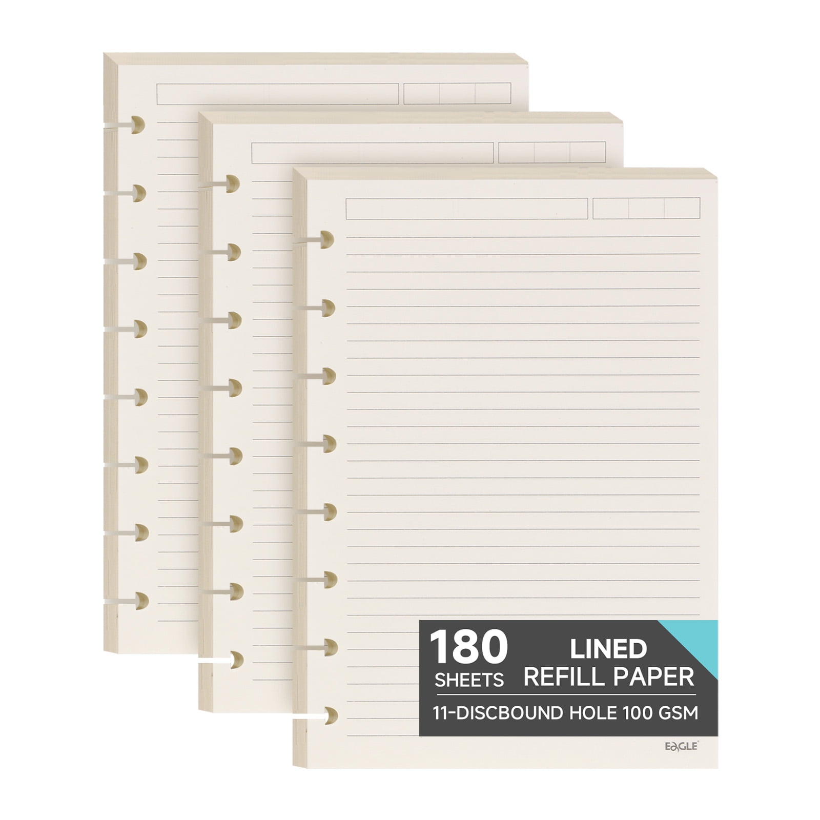 Eagle Discbound Refill Paper, 60 Sheets Ruled Lined Filler Paper for ...