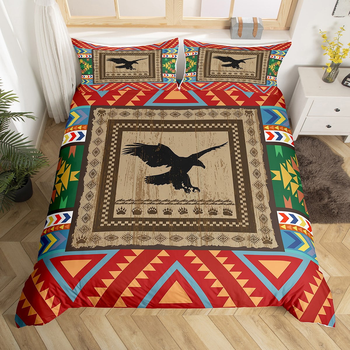 Eagle Duvet Cover King Rustic Farmhouse Cabin Decor Comforter Cover ...