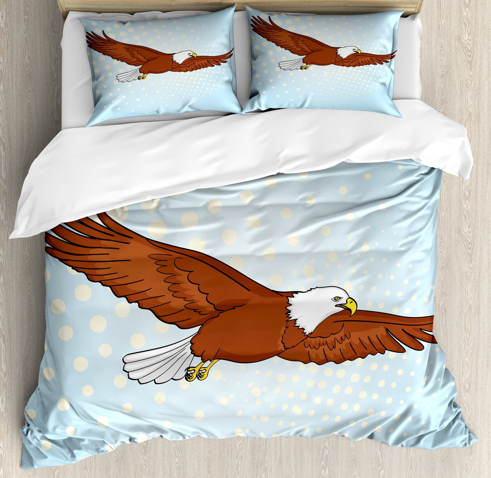 Eagle Duvet Cover Set, Pop Art Half Toned Background Falcon Retro Comic ...