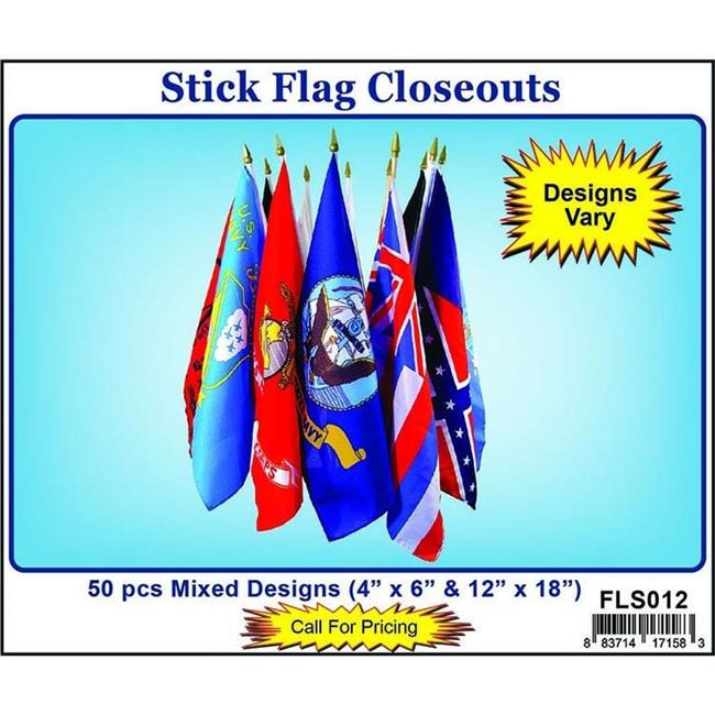 Eagle Emblems FLS012 Flag - Closeout, on A Stick - 50 Piece - 4 x 6 in ...