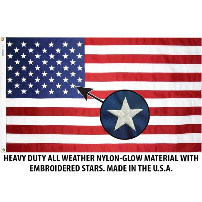 Eagle Emblems F3135-30 Flag - USA Embroidered Stars - Nylon-Glow - 20 x ...
