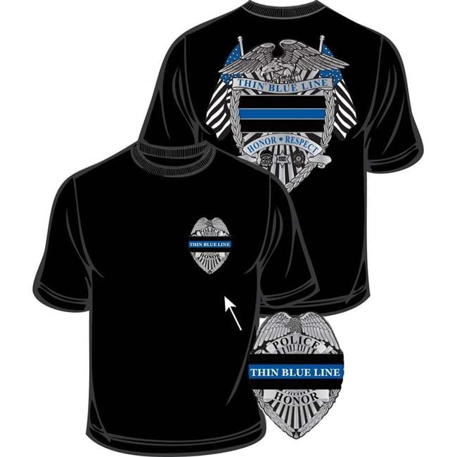 Eagle Emblems CS1034 T-Shirt - Police, Thin Blue Line - Black - Walmart.com