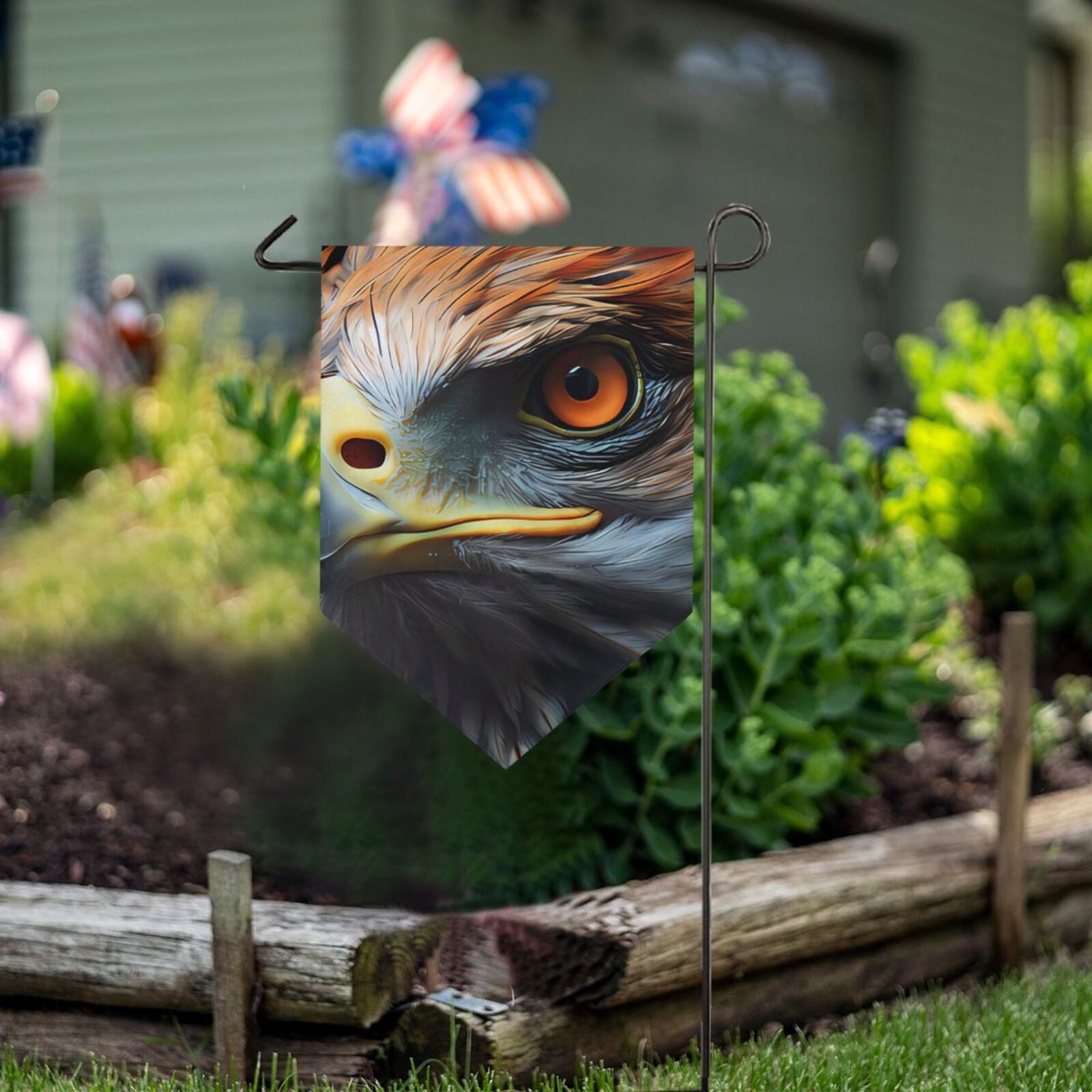 Eagle Face Front Garden Flag 18" x 12.5" Double Sided Yard Lawn Outdoor ...