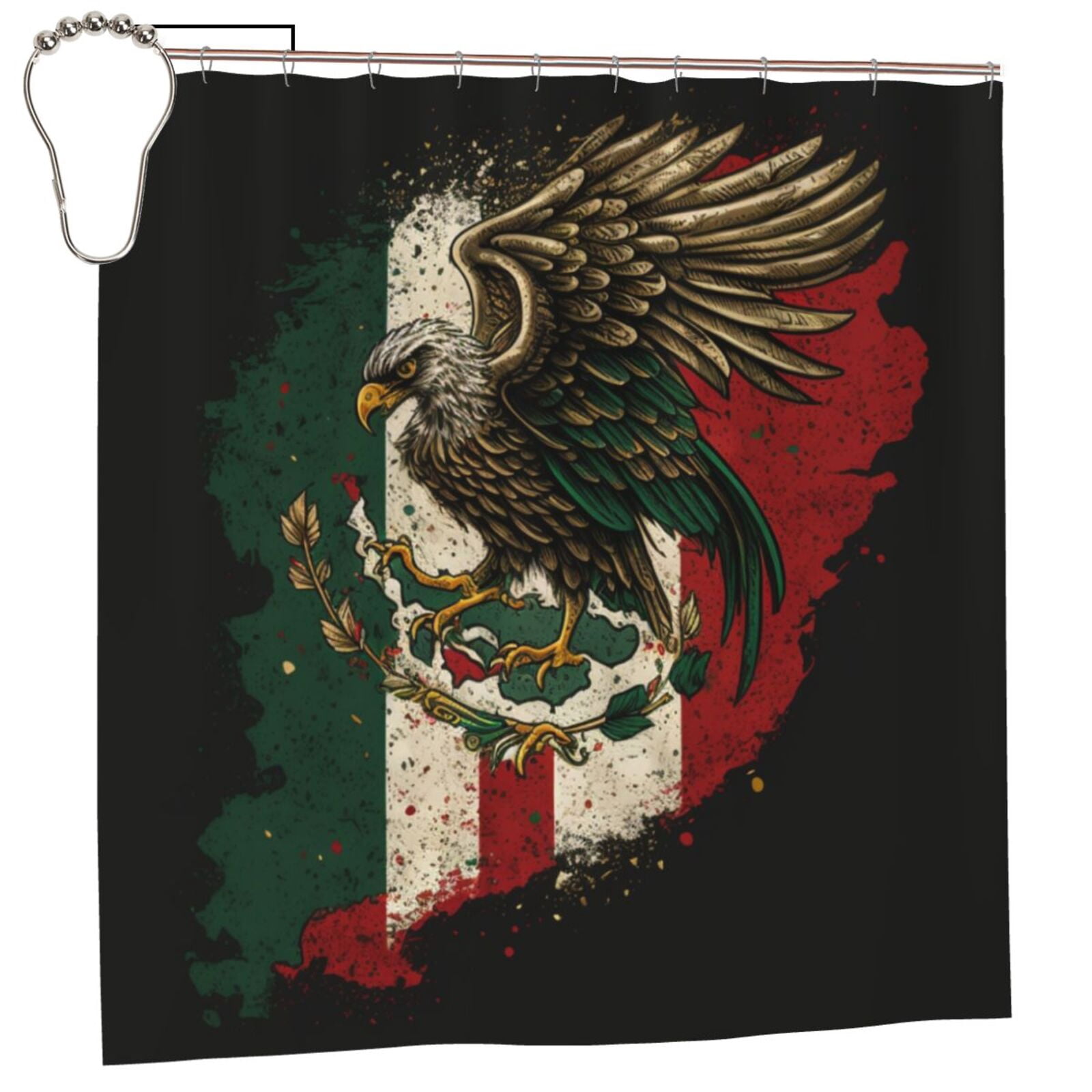 Eagle Flag Of Mexico Mexican Flags Shower Curtain with 12 Iron Hooks ...