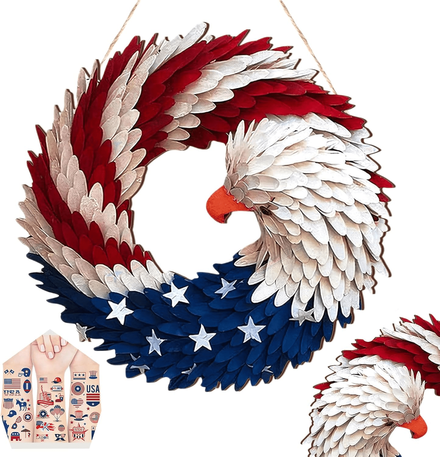 Eagle Flag Wreath, Wings Wreath, Brave Wings Wreath, Independence Day ...