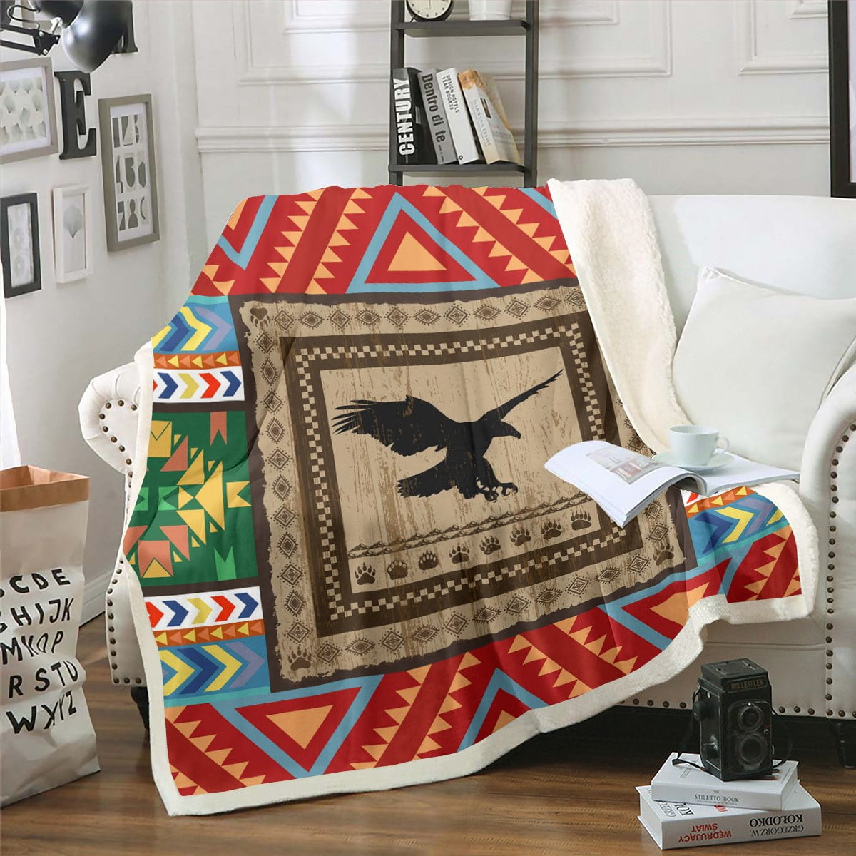 Eagle Fleece Blanket Twin Size Rustic Farmhouse Cabin Decor Throw ...