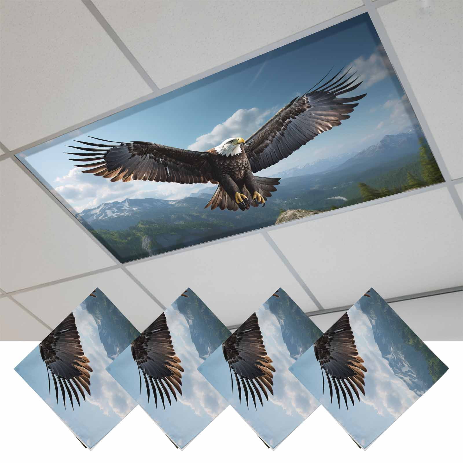 Eagle Fluorescent Light Covers, Forest Mountains Range Sky Animal ...