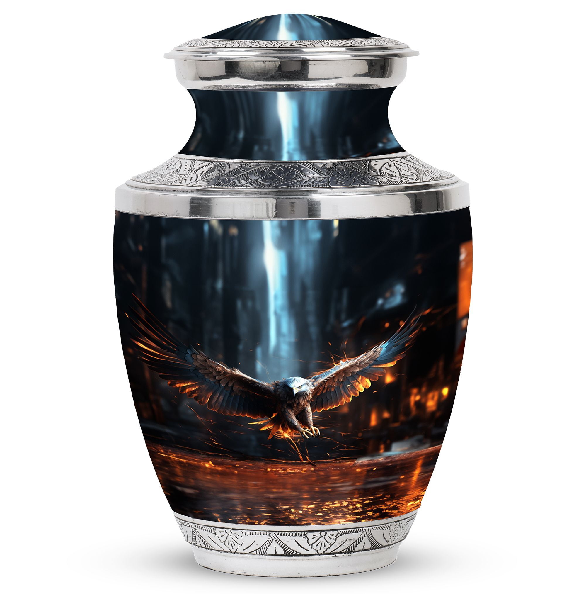 Eagle Fly In City Urn For Ashes, City-Themed Memorial Urns For Human ...