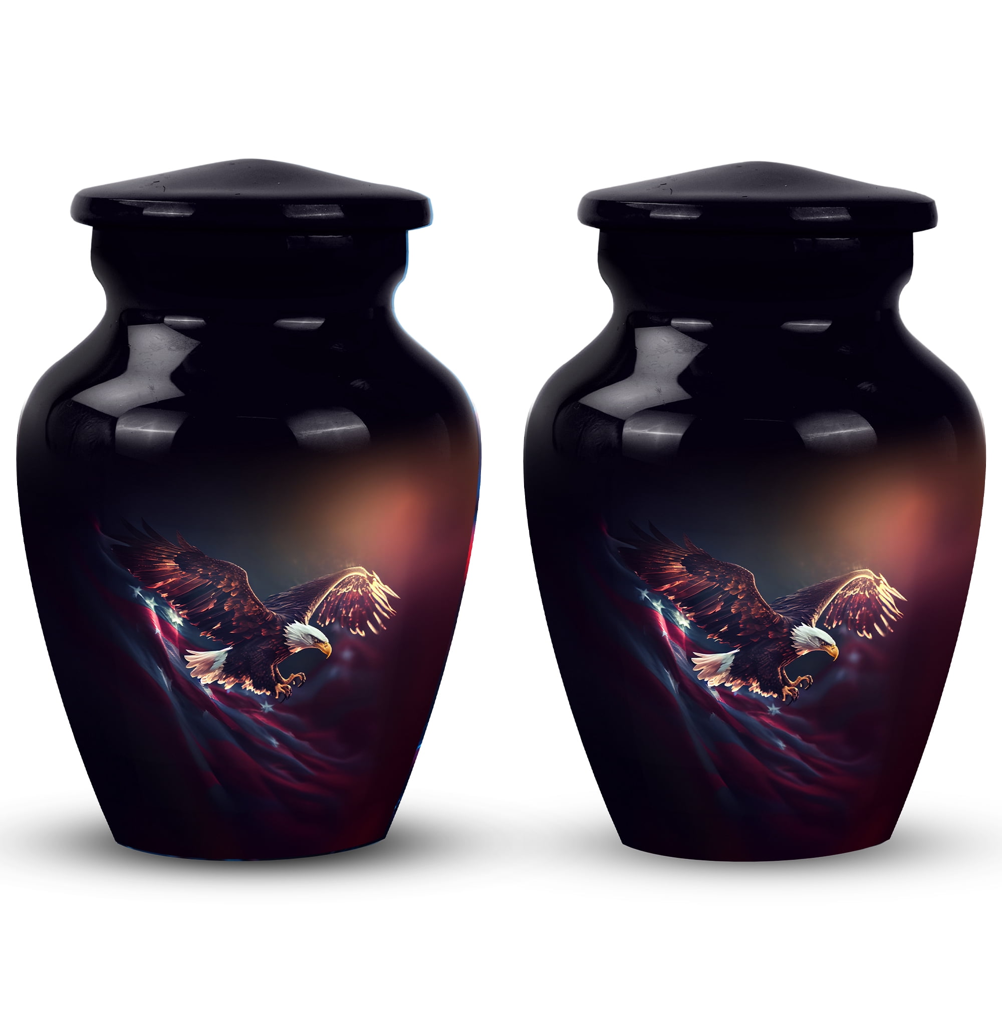 Eagle Flying With American Flag Small Keepsake Urns For Human Ashes ...
