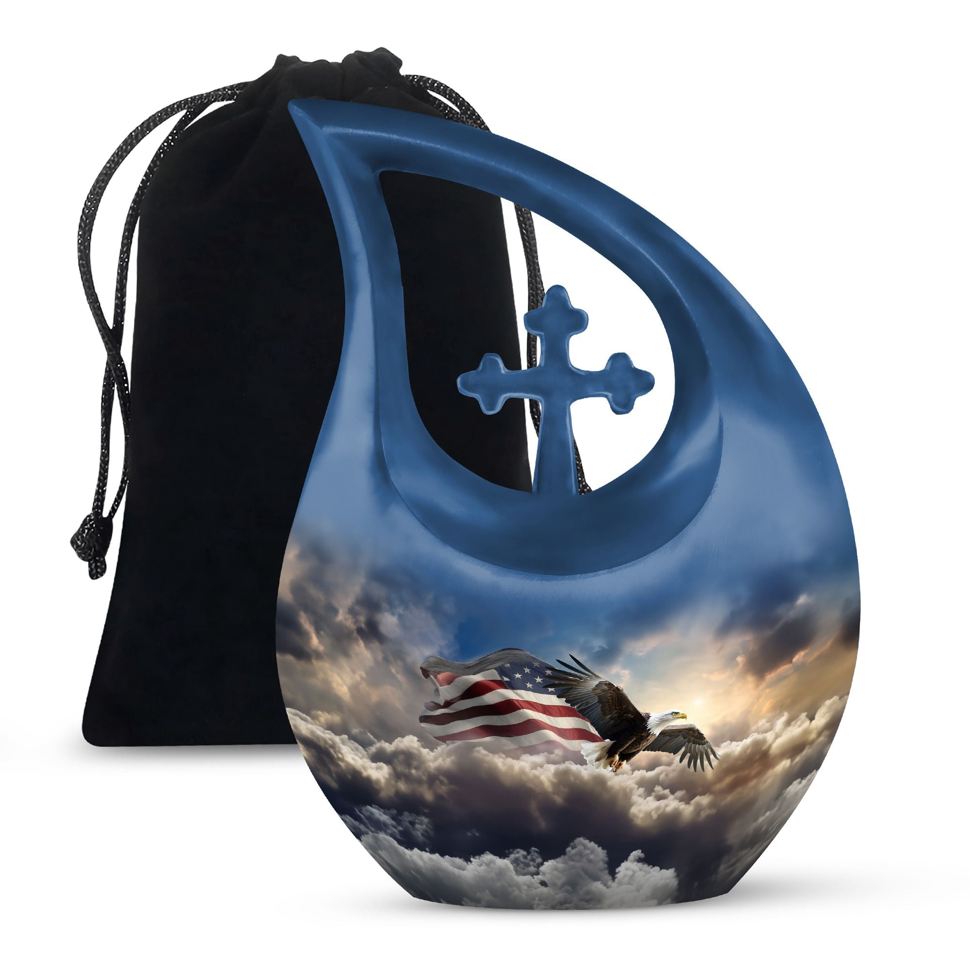 Eagle Flying with Flag Large Urn for Adult Ashes - Decorative Urn for ...