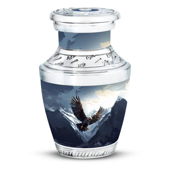 Eagle Flying In Snow Mountains Urn For Human Ashes, Large Memorial Urns ...
