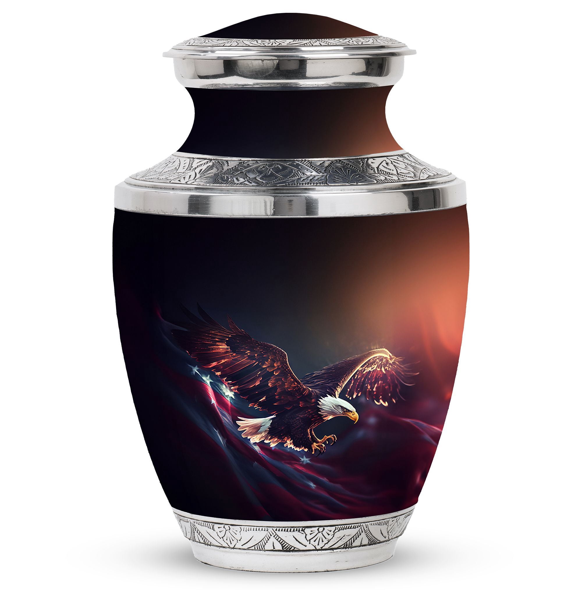 Eagle Flying With Soaring American Flag Urn For Ashes, Soaring Flag ...