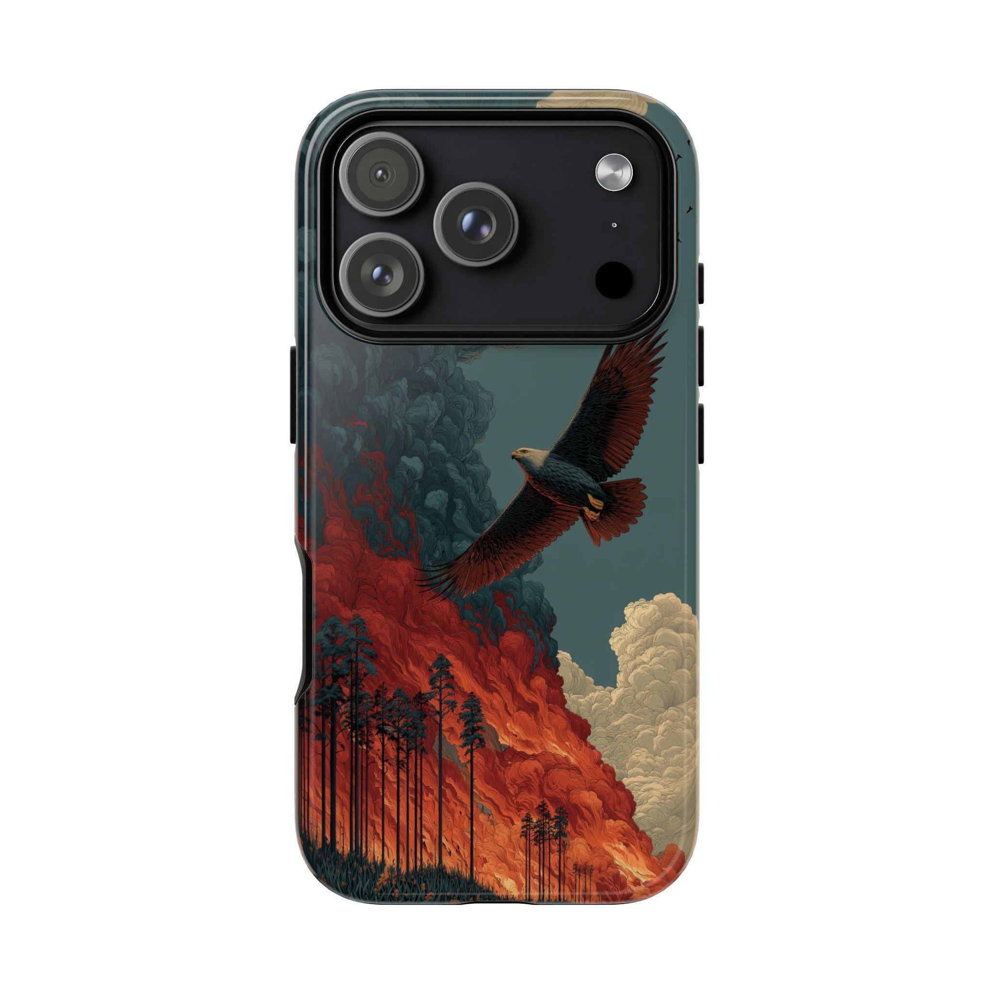 Eagle Flying Wildfire Burning Forest Dramatic Scene Phone Case with ...
