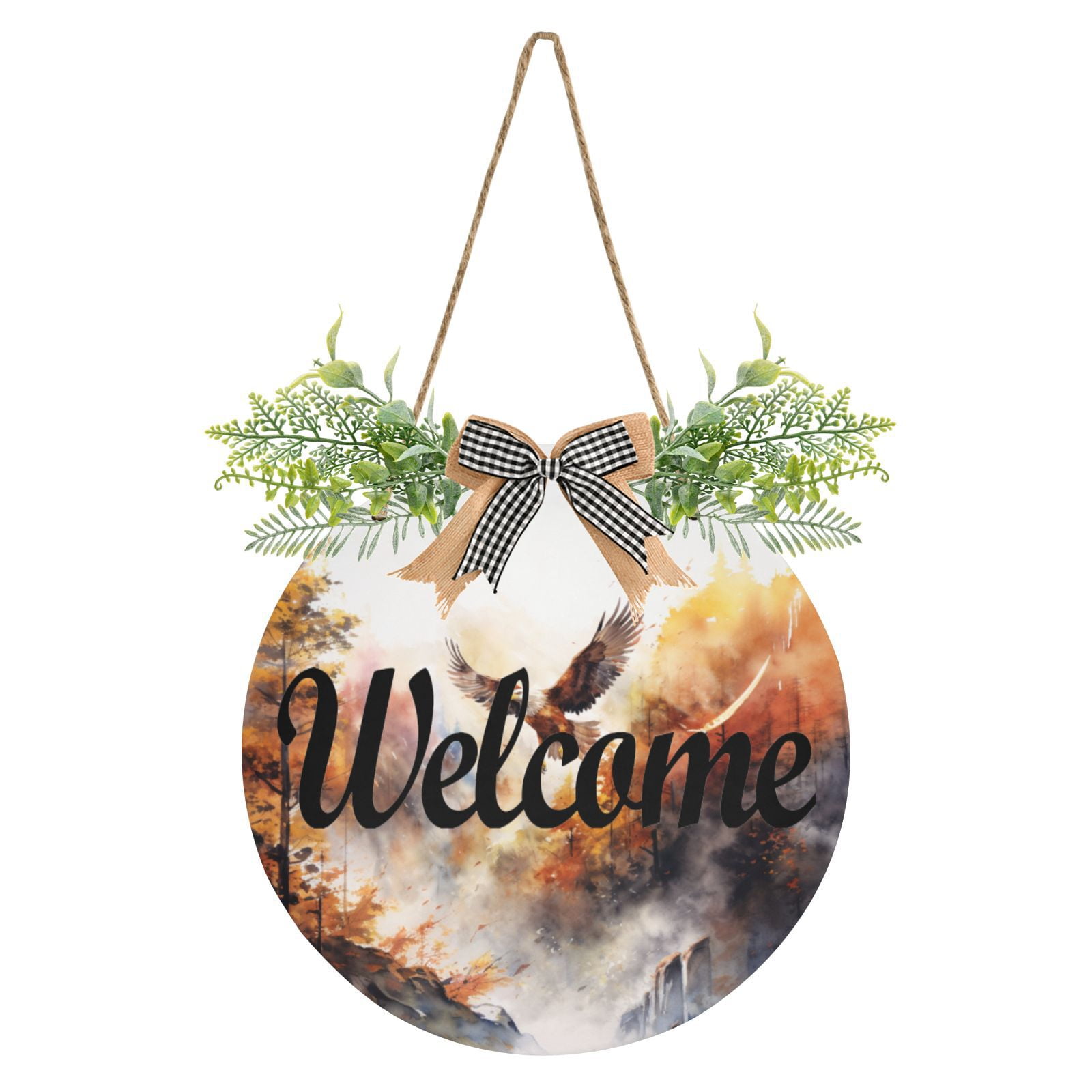Eagle Forest Trees Welcome Sign for Front Door Wreath Door Sign for ...