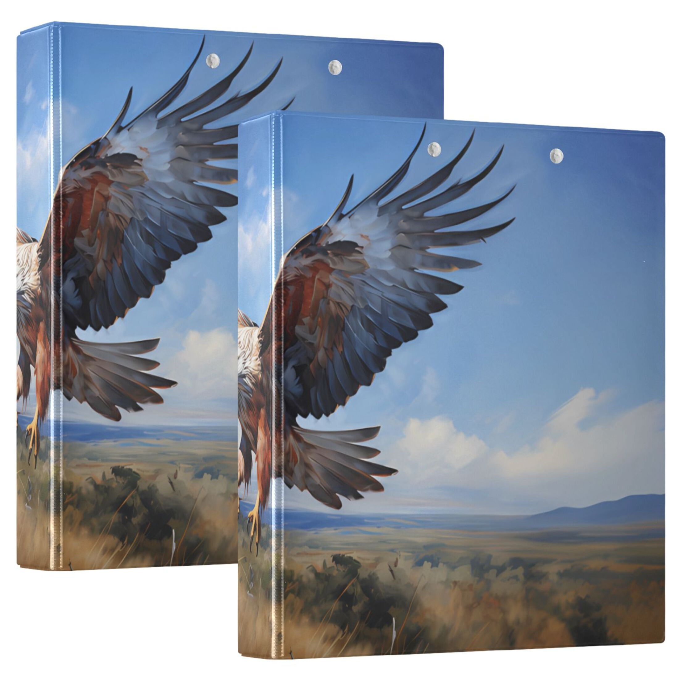 Eagle Grass and Sky 3 Ring Binders 1.5 inch Hardcover File Folders with Interior Pockets A4 Size ...
