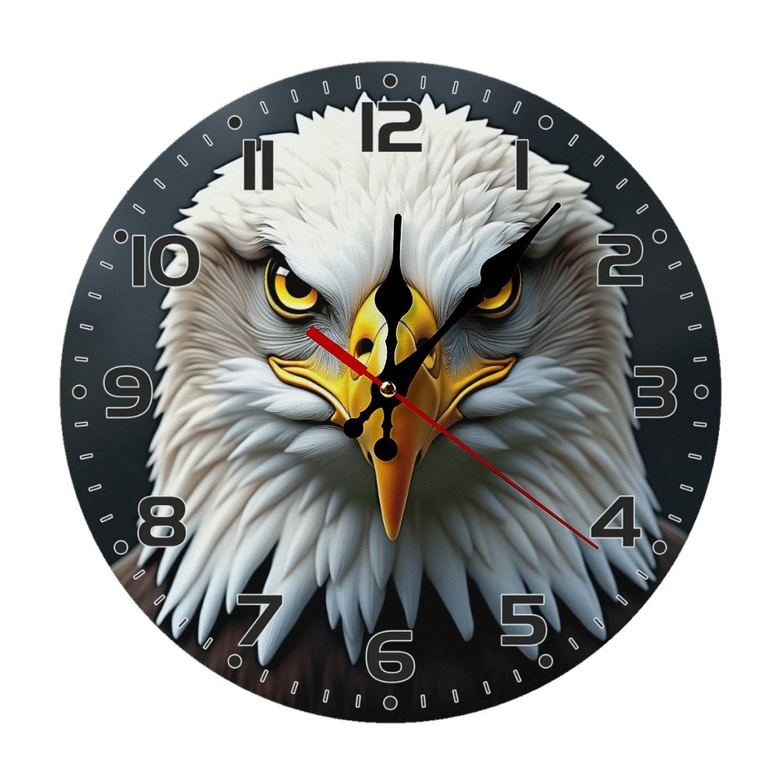 Eagle Head Closeup Wall Clock 10 Inch Silent Non Ticking Round Clock ...