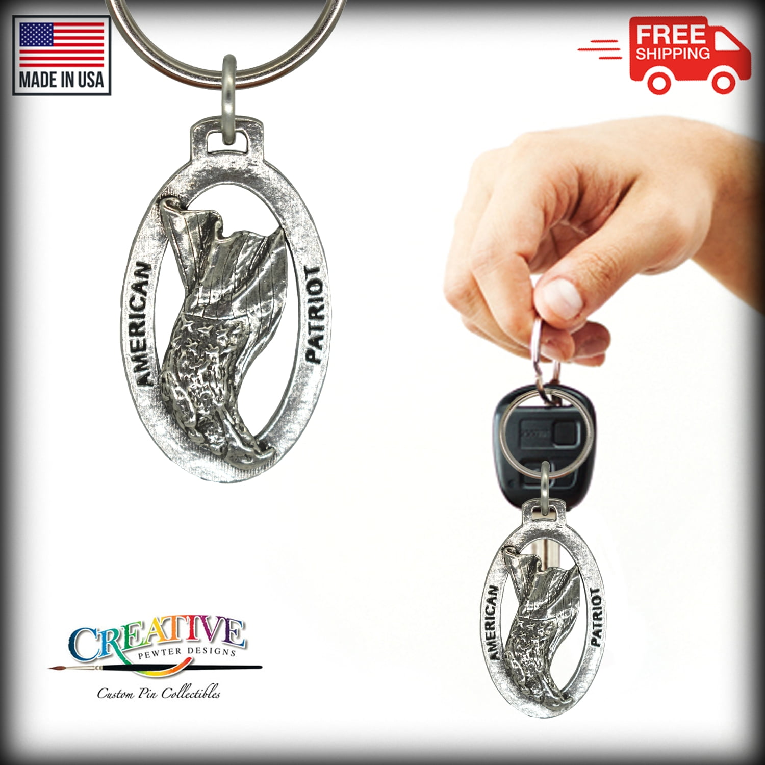 Eagle Head with Flag Keychain, B052KC, 2 Inches, American Icon ...