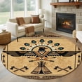 Eagle Icon Round Rug 6Ft Art Crossed Axes Tribal Cultural Symbols ...