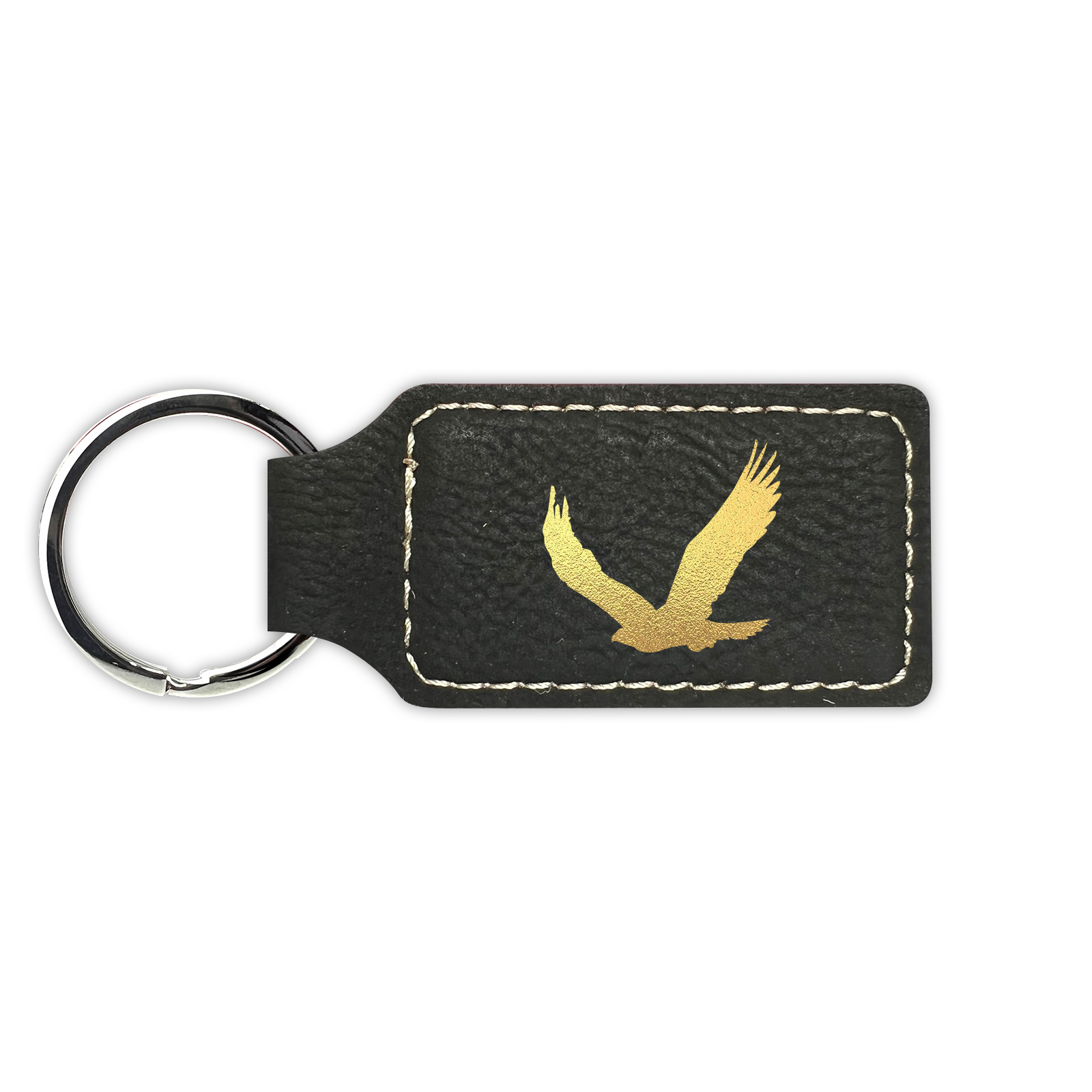 Eagle Keychain Leatherette Rectangle - Laser Engraved - Many Colors ...