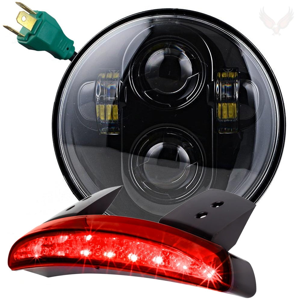 Eagle Lights 5-3/4" (5.75") Round Harley LED Headlight and Red LED ...