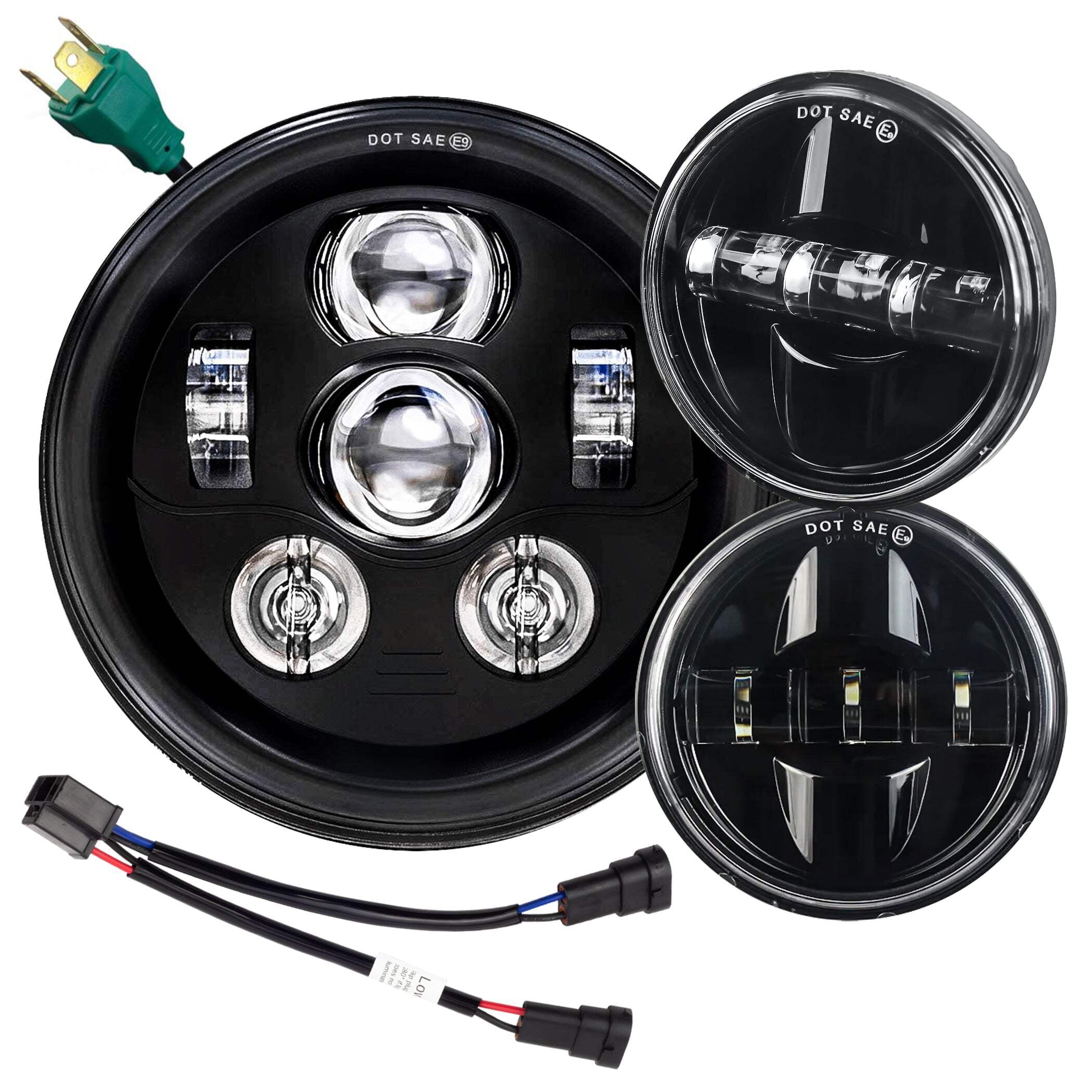 Eagle Lights 7" LED Headlight and 4.5" LED Passing Light Kit for Harley ...