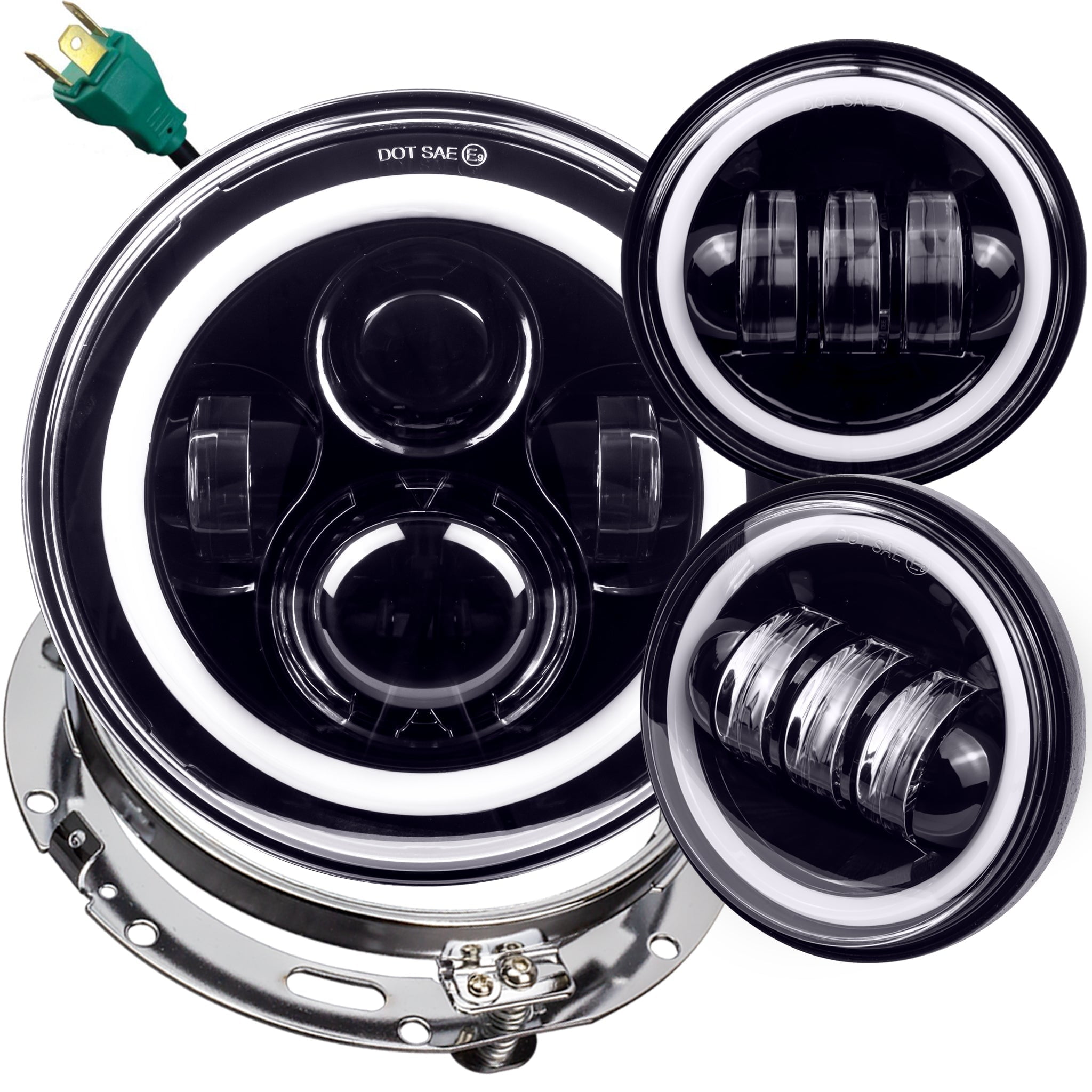 Eagle Lights 7" LED Headlight and 4.5" LED Passing Light Kit with Halo ...