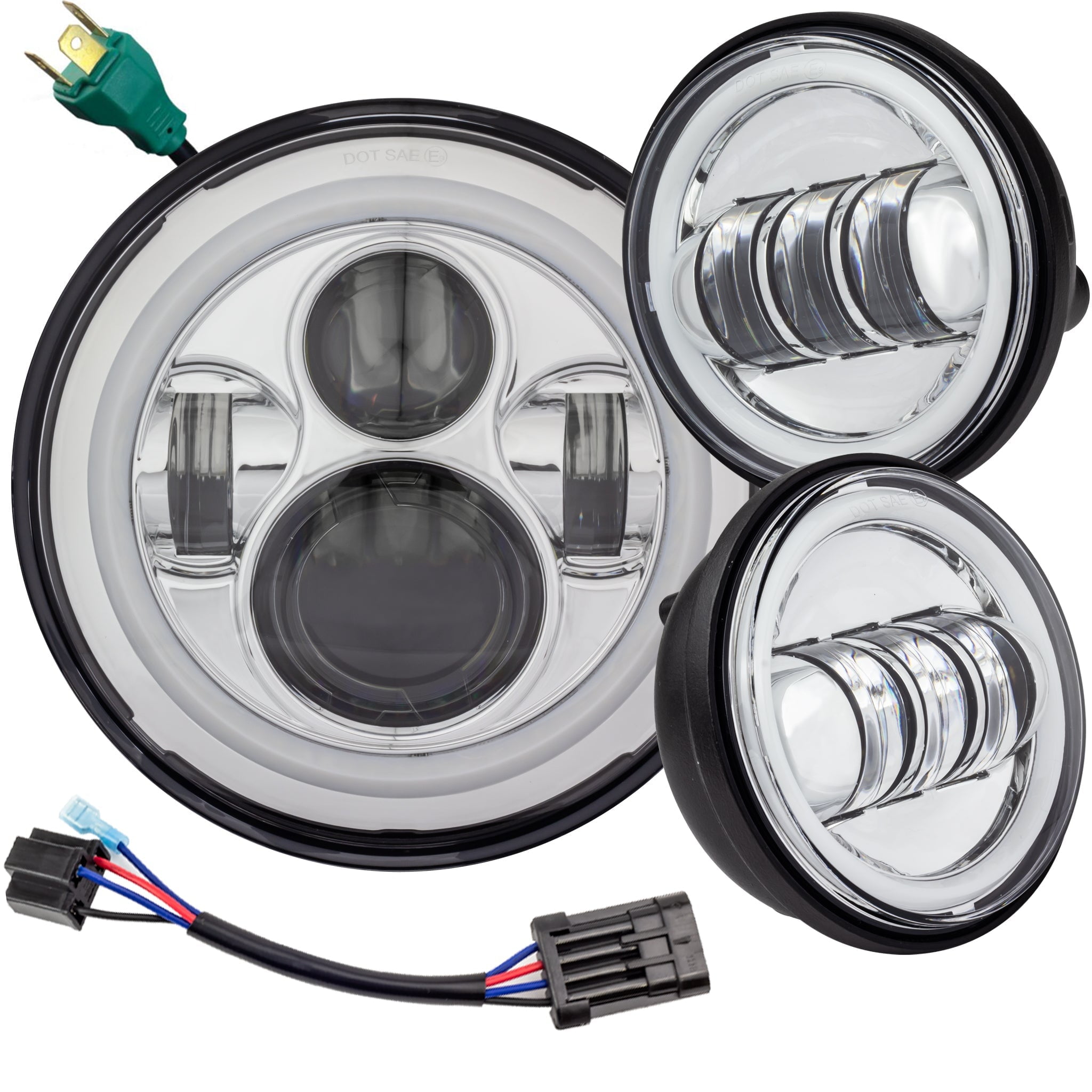 Eagle Lights 7" LED Headlight and 4.5" LED Passing Light Kit with Halo ...