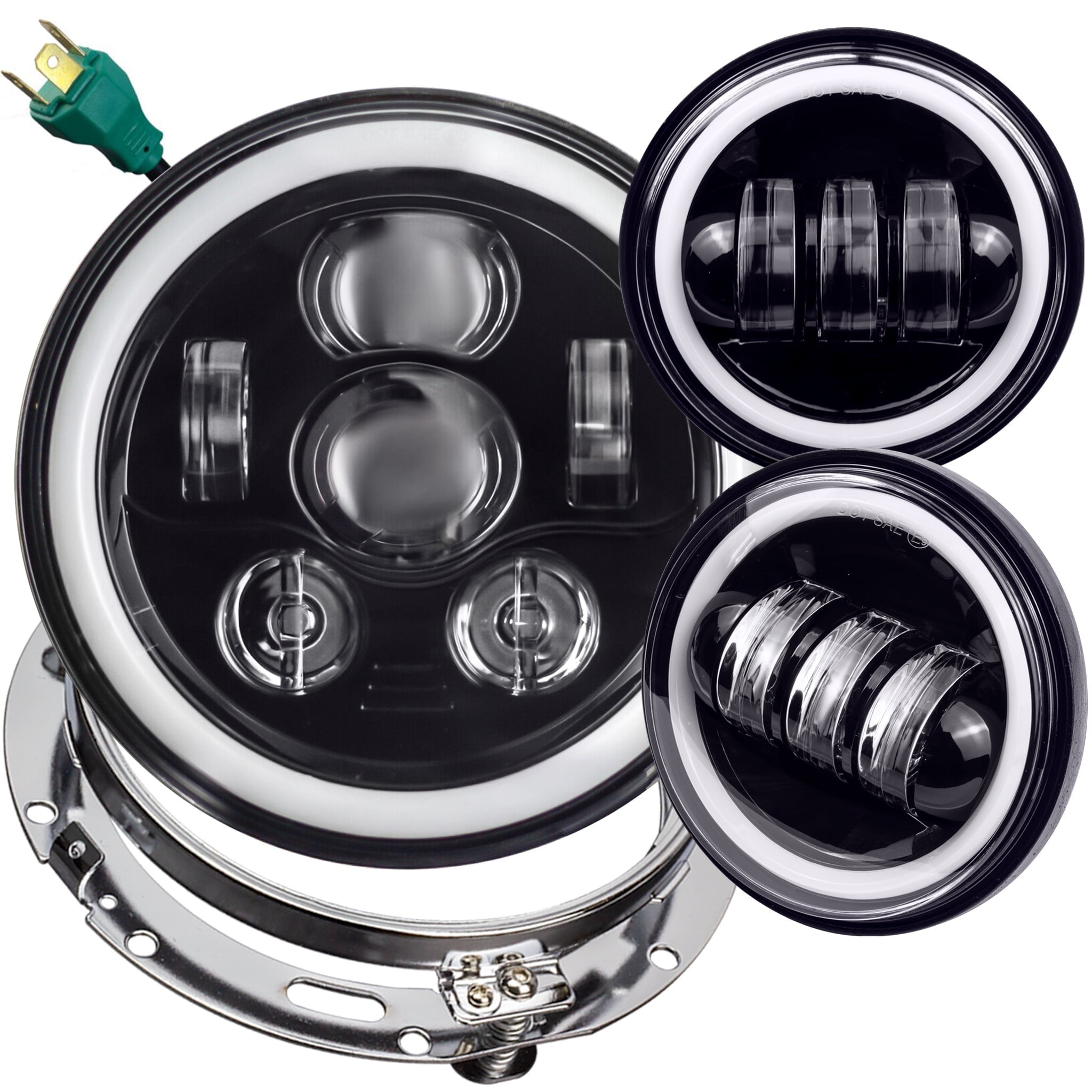 Eagle Lights 7" LED Headlight and 4.5" LED Passing Light Kit with Halo ...