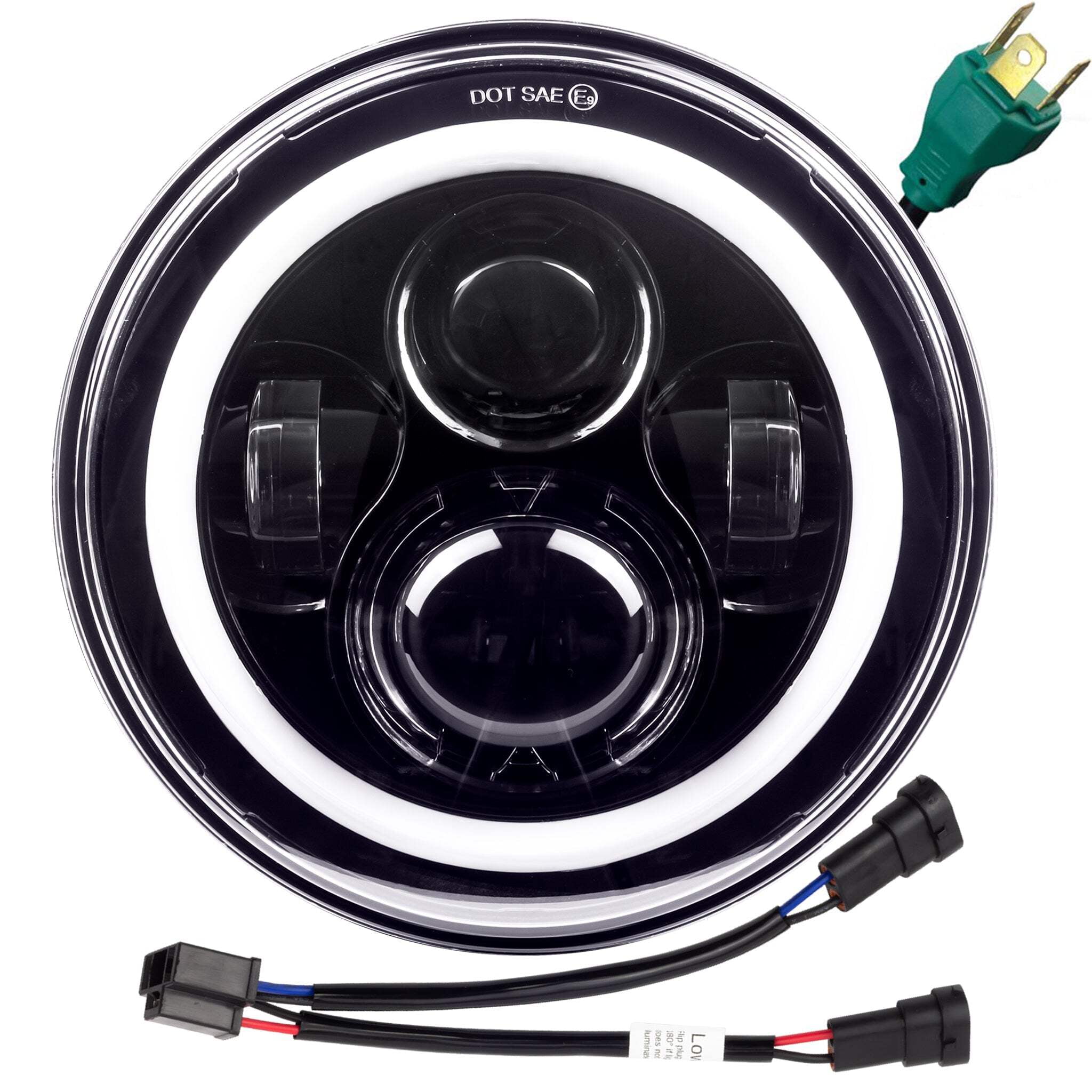 Eagle Lights 7" LED Headlight with LED Halo Ring for Harley Davidson ...