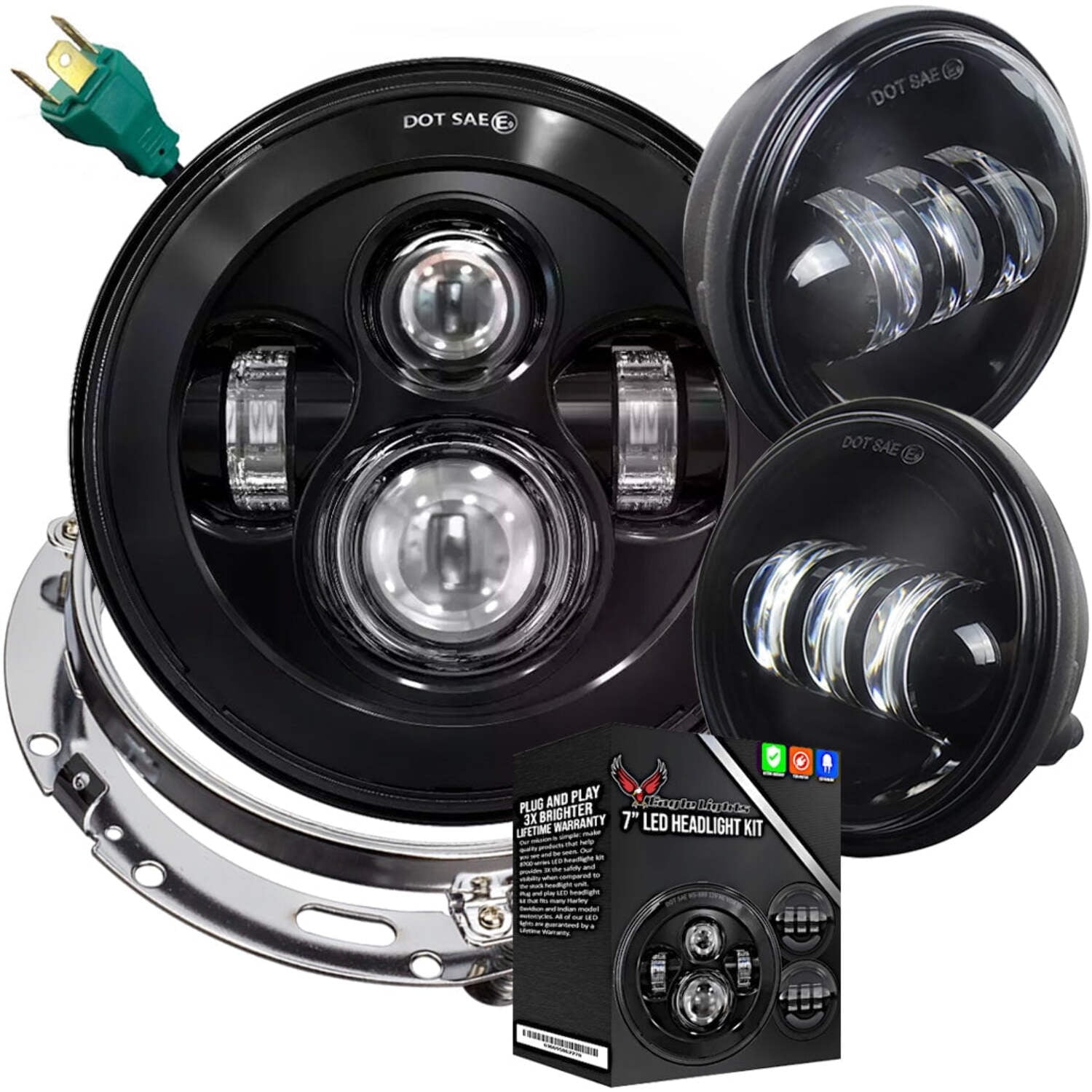 Eagle Lights 7" Round LED Headlight kit for Street Glide, Electra Glide ...
