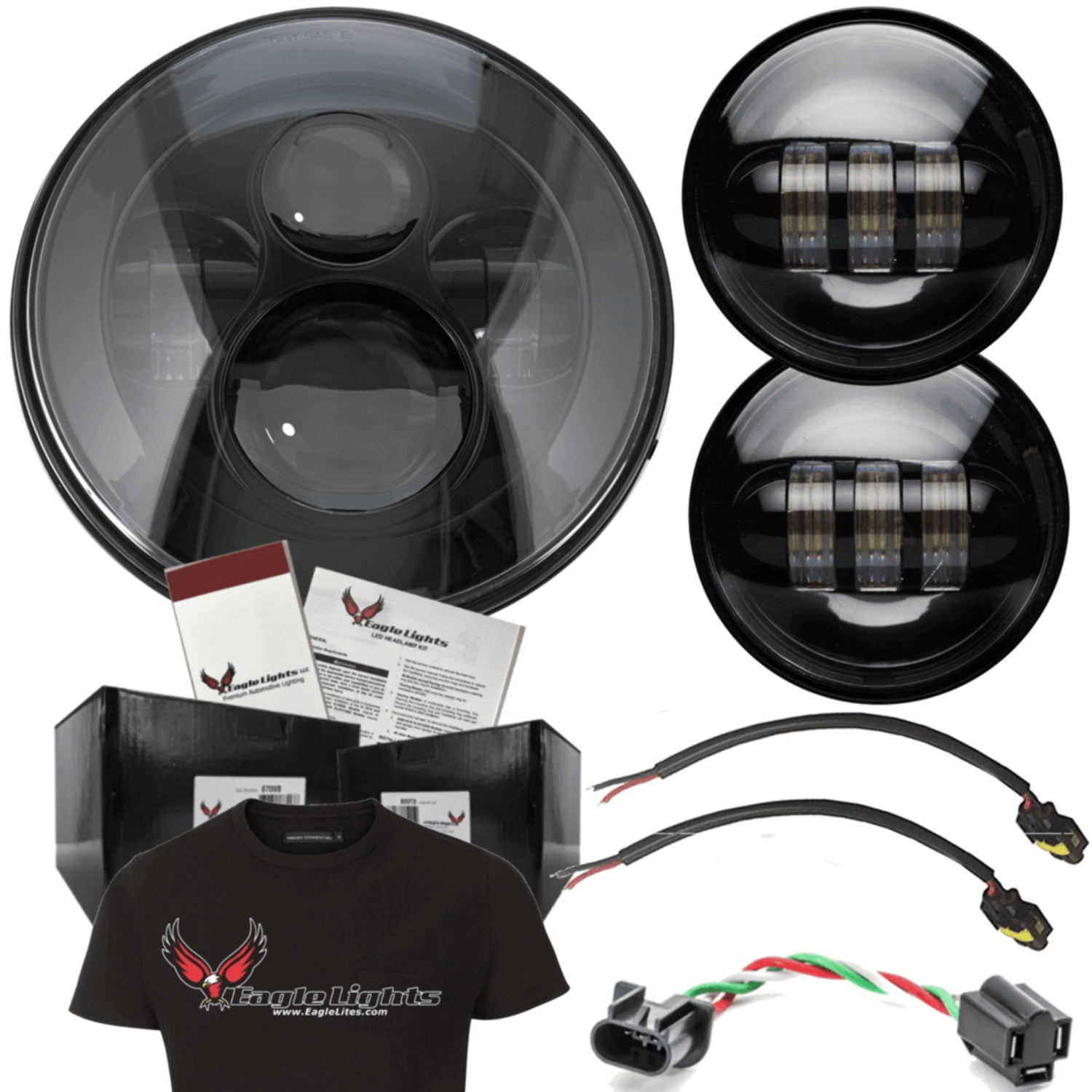 Eagle Lights 7" Round LED Headlight kit for Street Glide, Electra Glide ...