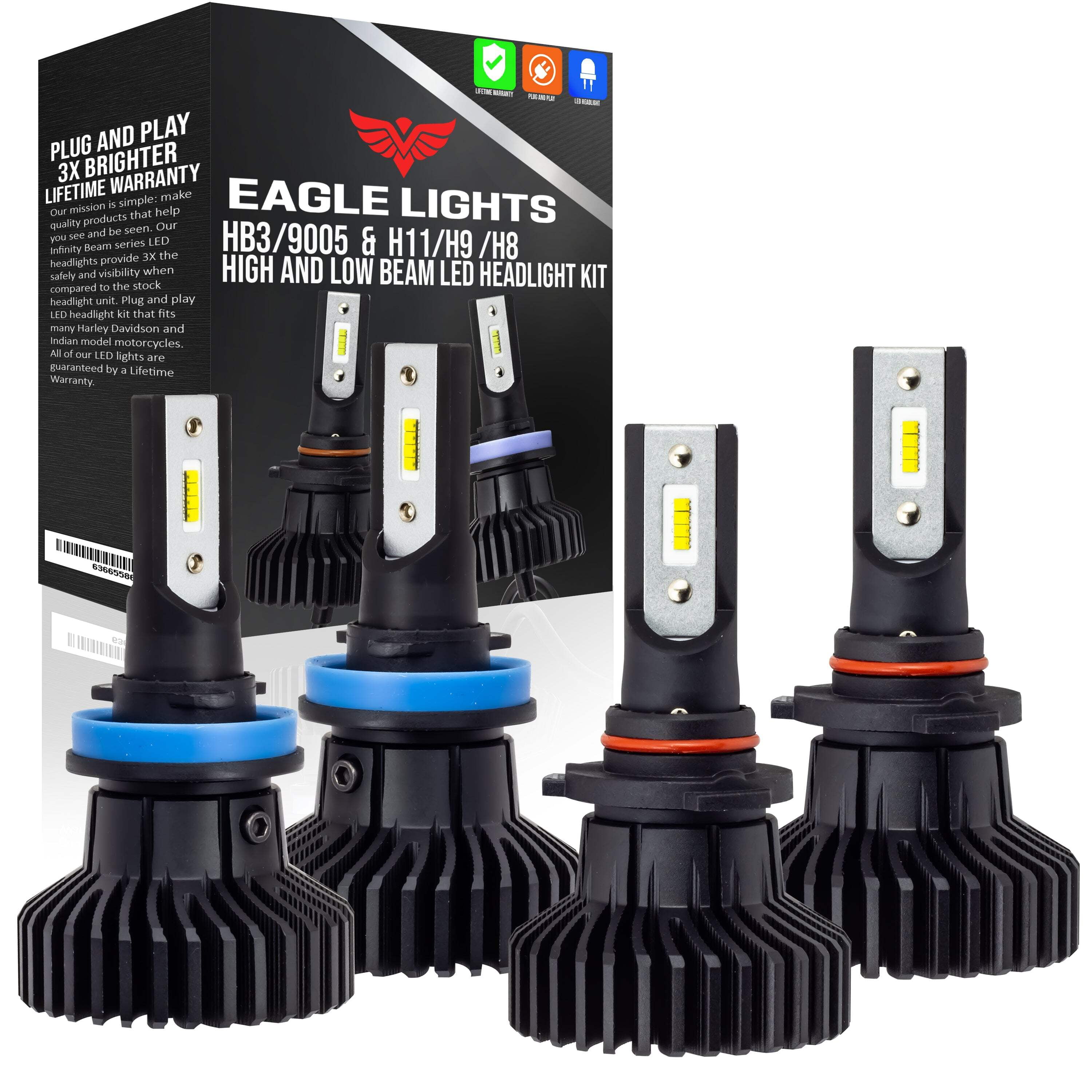 Eagle Lights Infinity Beam H11/H8/H9 Low Beam HB3/9005 High Beam LED ...