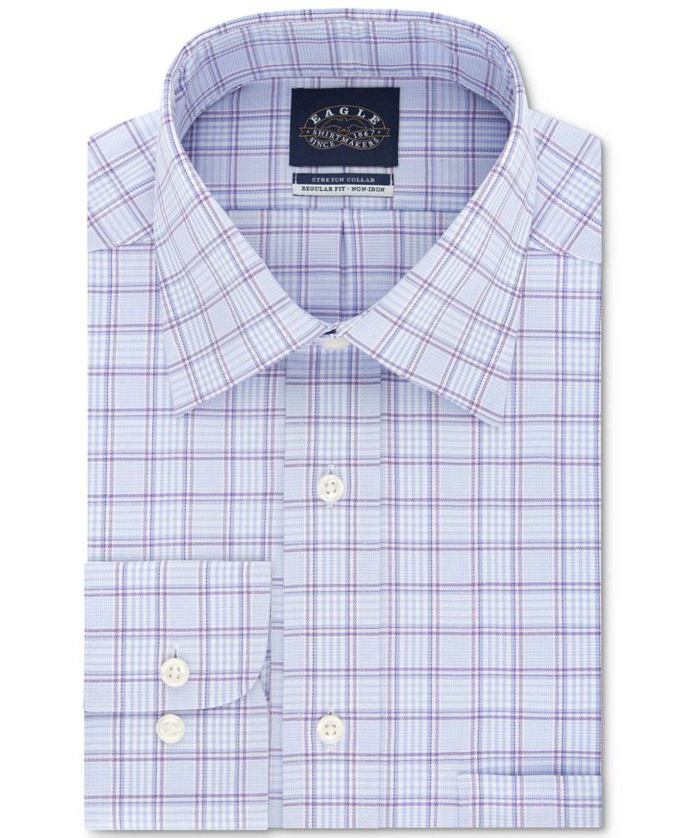 Eagle Men's Non Iron Stretch Collar Regular Fit Dress Shirt Blue Size ...