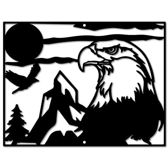 Eagle Metal Wall Art Decor Iron Wall Art Black Mountain Hollow ...